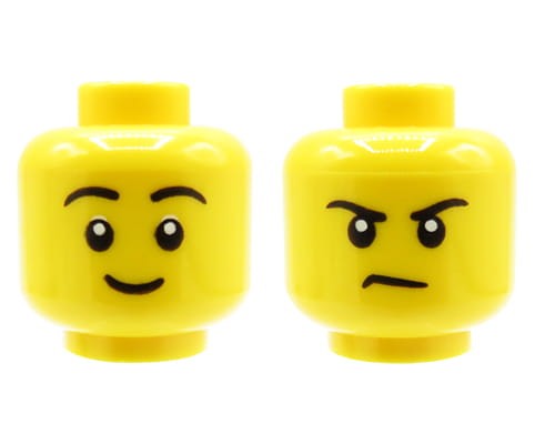 LEGO minifigure head - man, grin / frown - Extra Extra Bricks