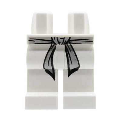 LEGO minifigure legs - white pants with gray belt - Extra Extra Bricks