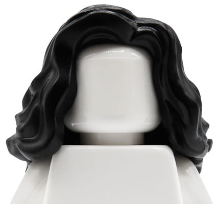 LEGO minifigure hair - female, black, long, wavy - Extra Extra Bricks