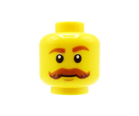 LEGO minifigure head - man, bushy moustache - Extra Extra Bricks