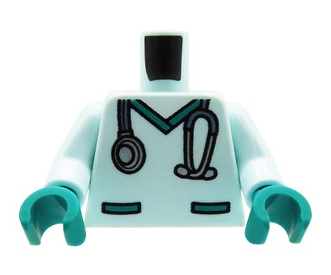 LEGO minifigure torso - doctor, medical apron / coat - Extra Extra Bricks