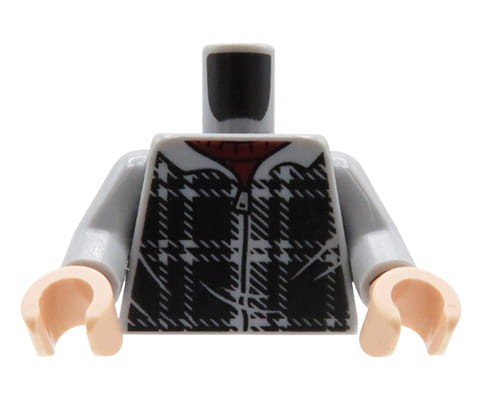 LEGO minifigure torso - gray plaid jacket / sweatshirt - Extra Extra Bricks