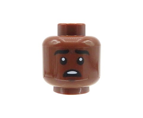 LEGO minifigure head - man, reddish brown, surprised - Extra Extra Bricks