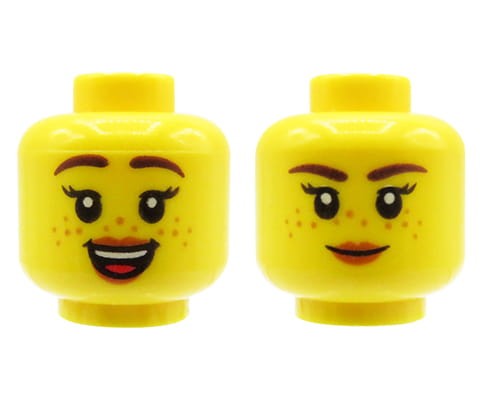 LEGO minifigure head - woman, freckles, dual sided - Extra Extra Bricks