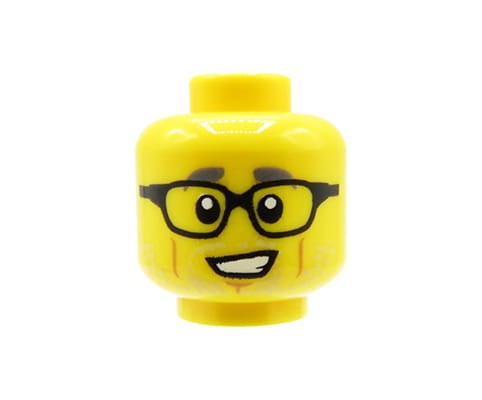 LEGO minifigure head - man, smile, glasses - Extra Extra Bricks
