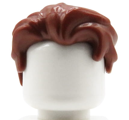 LEGO minifigure hair - male, brown, wavy - Extra Extra Bricks