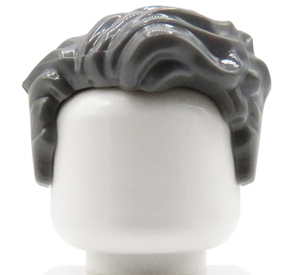 LEGO minifigure hair - male, dark gray, wavy - Extra Extra Bricks