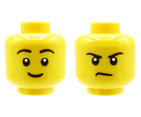 LEGO minifigure head - man, grin / frown - Extra Extra Bricks