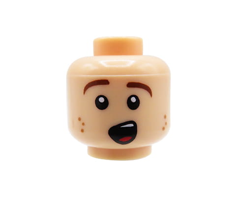 LEGO minifigure head - man, light nougat, open mouth - Extra Extra Bricks