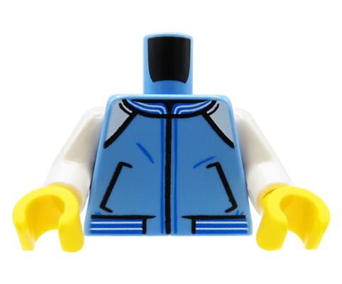 LEGO minifigure torso - blue jacket with white sleeves - Extra Extra Bricks